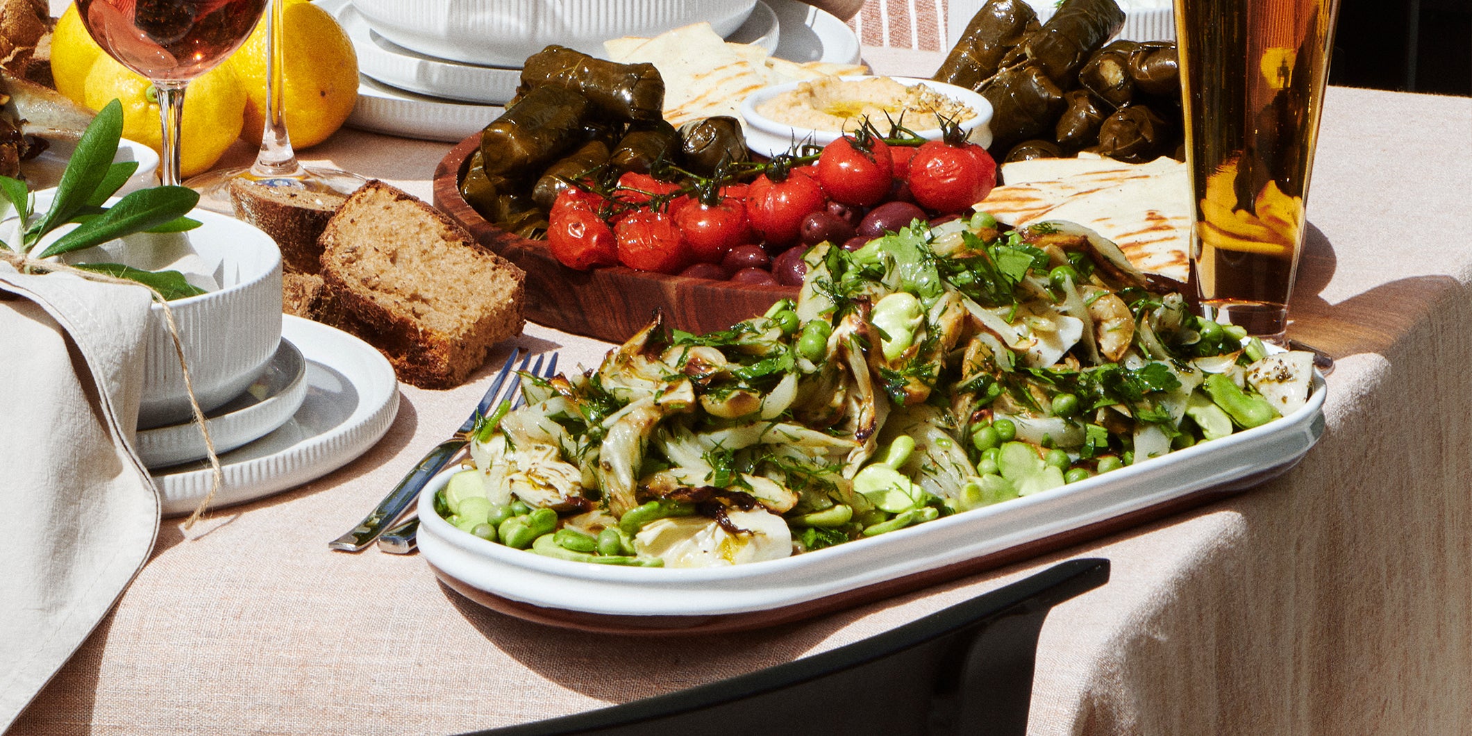 Salata Me Maratho, Bizelia Koukia (Shaved Fennel, Pea and Broadbean Sa ...